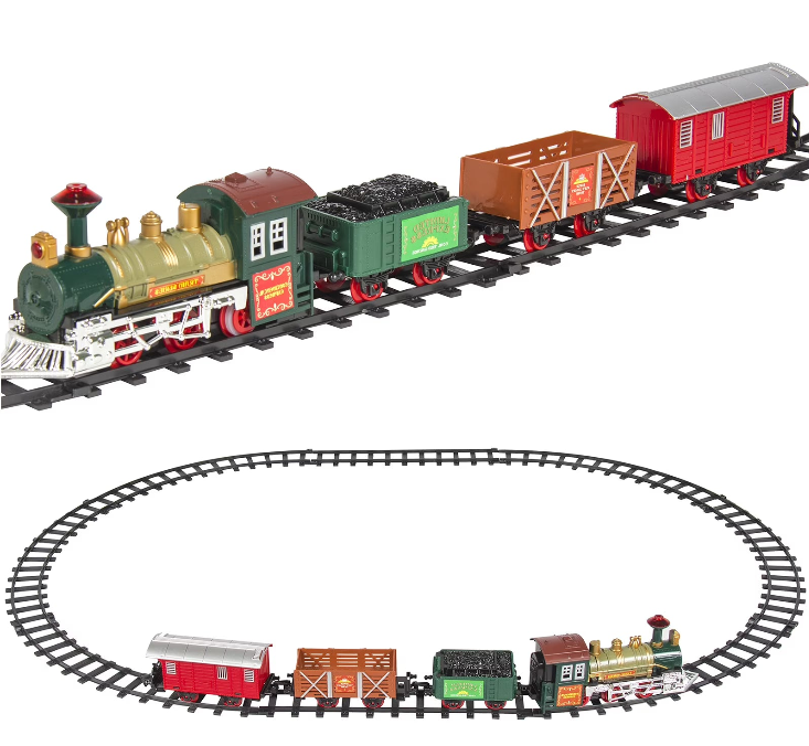Kids Electric Train Set with Track Oval Loop, Realistic Sounds, Lights ...